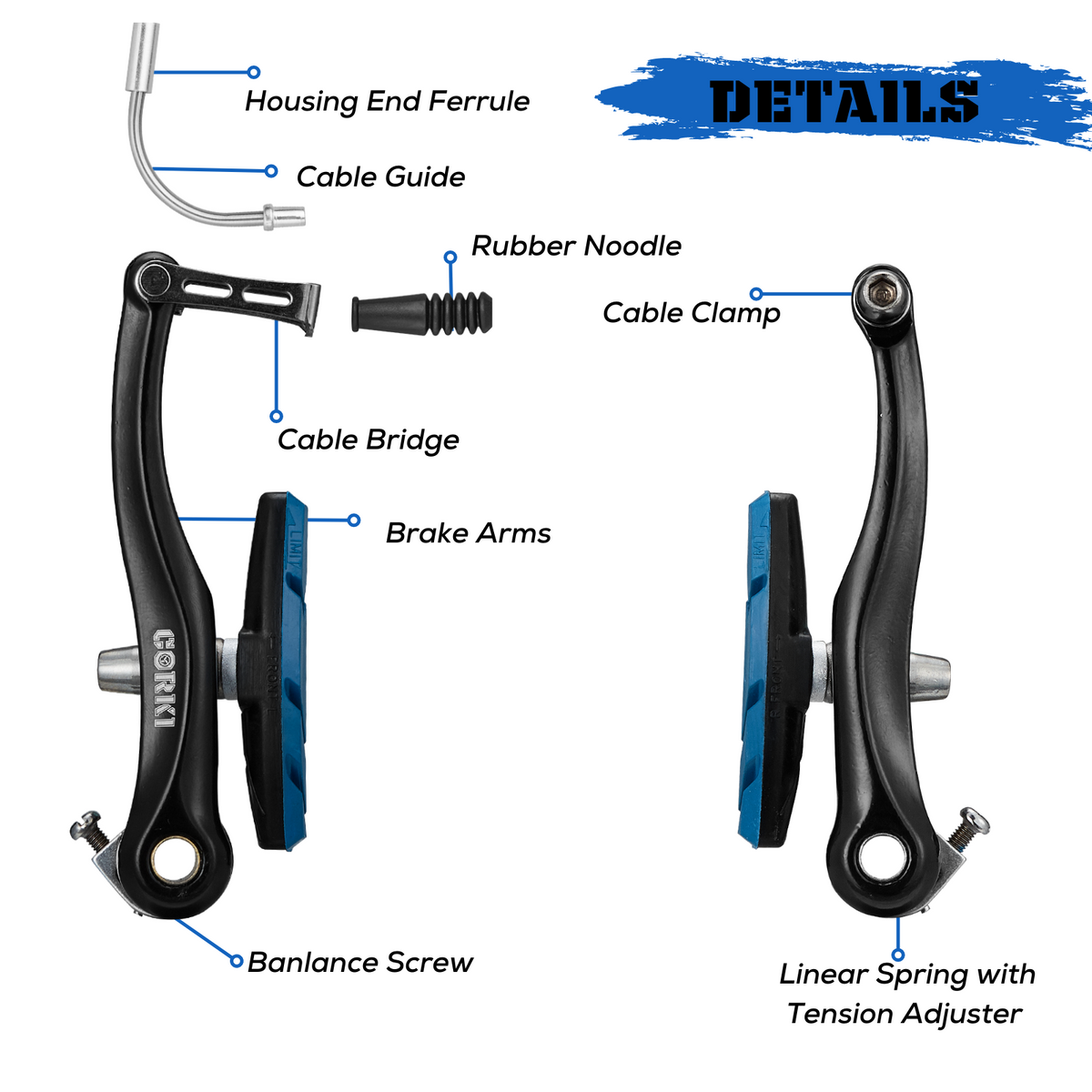 Front & Rear MTB V-Brake Set - 70mm Brake Pads | Corki Cycles