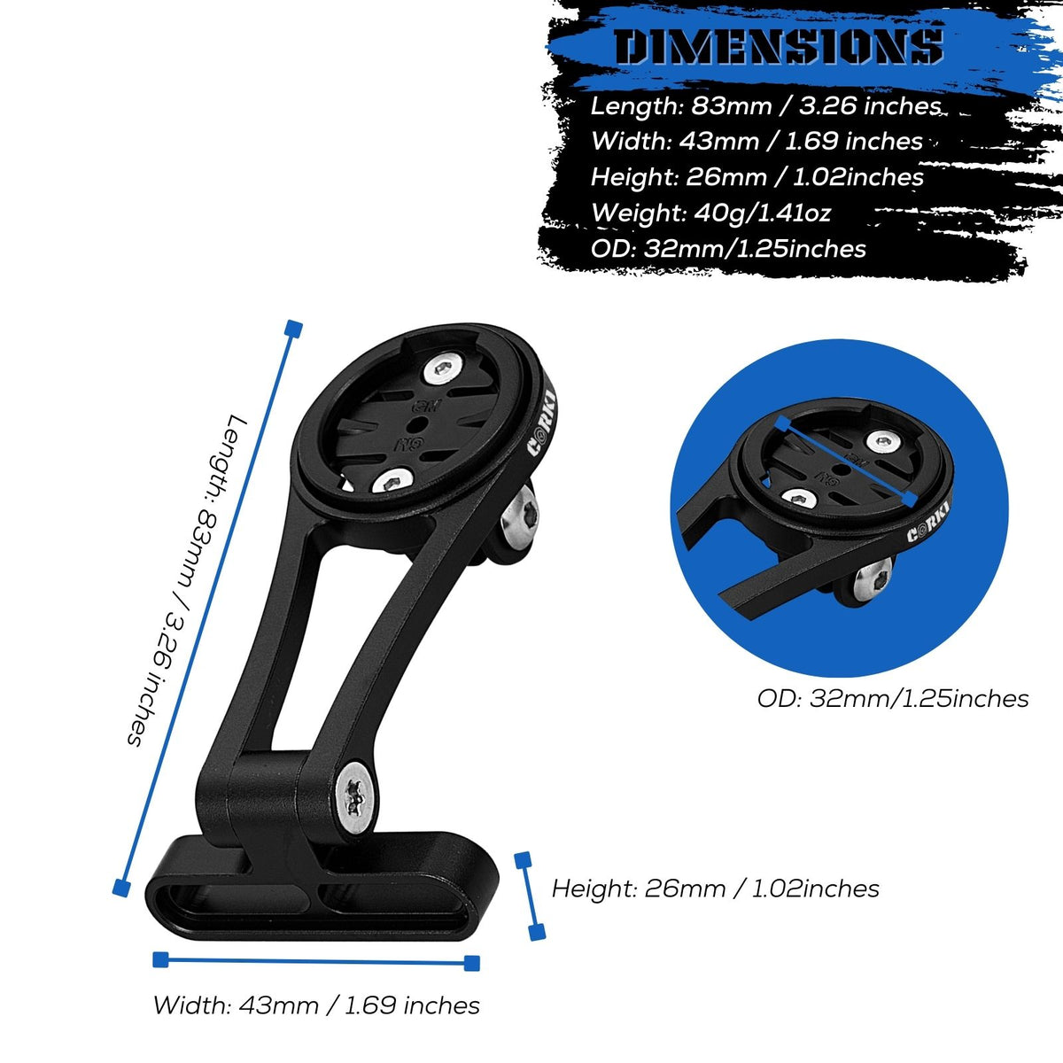 Adjustable Stem Out Front Cycle Computer Bike Mount | Corki Cycles