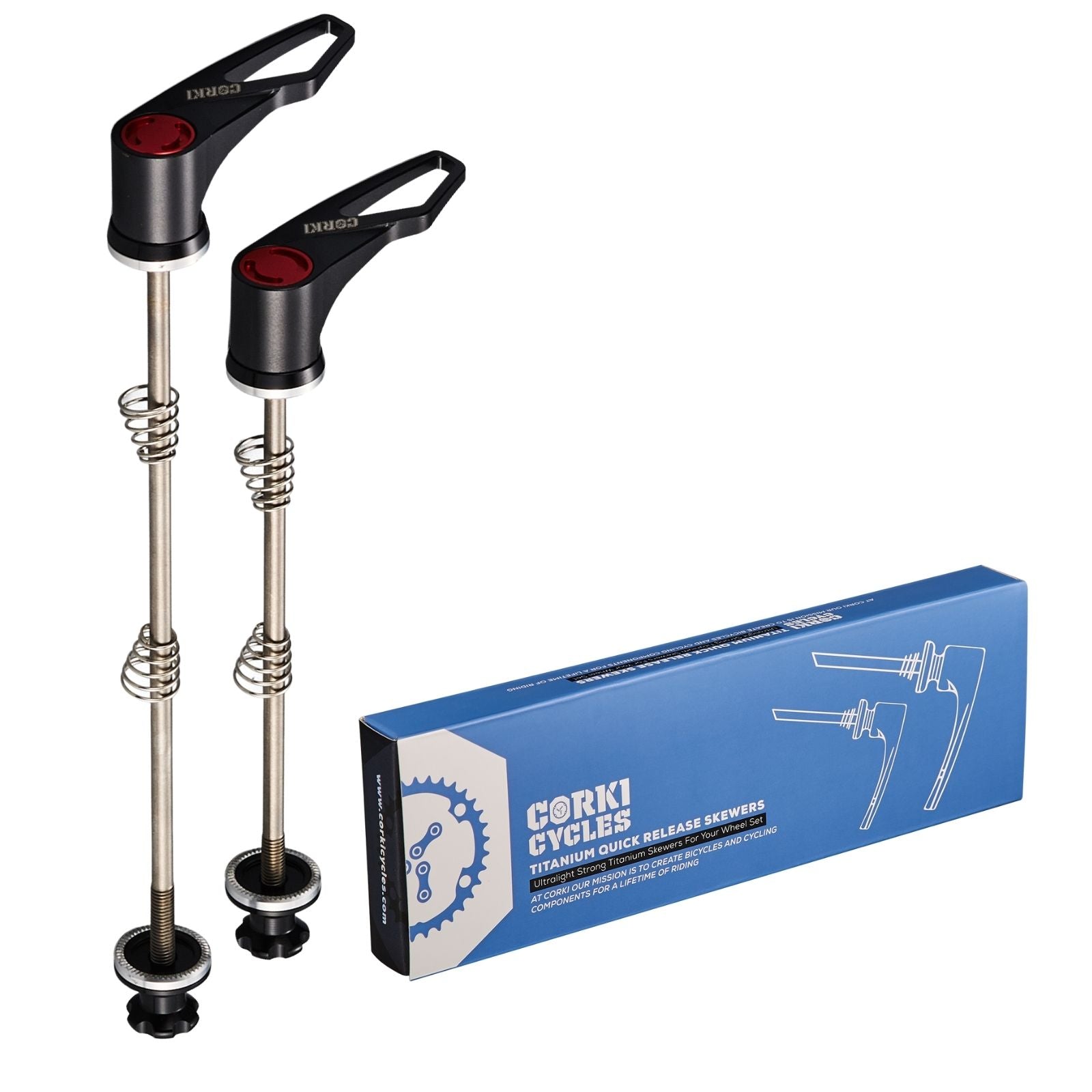 MTB & Road Titanium Quick Release Skewers - 2 Pack | Corki Cycles